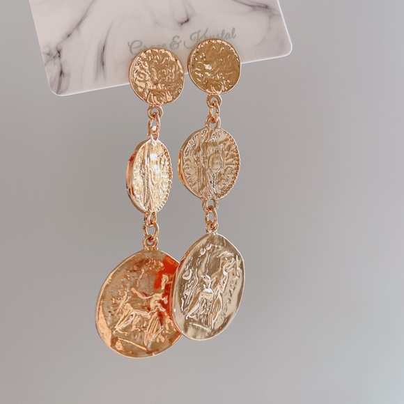 Jewelry | Gold Coin Statement Dangle Earrings | Poshmark